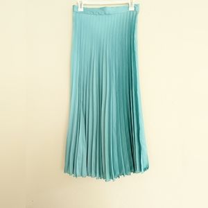 Zara | Skirts | Zara Satin Effect Pleated Midi Skirt Turquoise Xssm Nwt ...